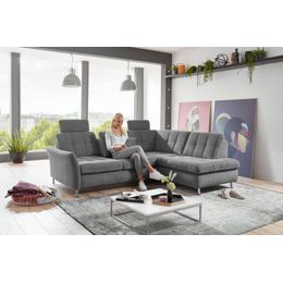 Ecksofa DIE PLANBAR, B:242cm H:87cm T:116cm, grau, 100% Polyester, Wohnzimmer, Sofas, "MP-IN20016 L-Form mit Kaltschaum-Polsterung", wahlweise mit
