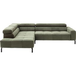 Ecksofa Places of Style, B:276cm H:71cm T:219cm, grün, 95% Polyester, 5% Nylon, Wohnzimmer, Sofas, "Claya, L-Form, incl. Kopfteilverstellung, Breite