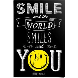 Poster Reinders, B:61cm H:91,5cm, schwarz, Papier, K&uuml;che, Bilder, "Smiley world smiles with you"