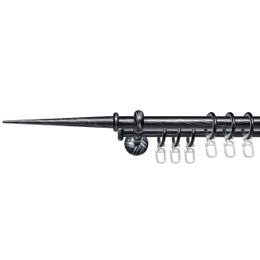 Gardinenstange Liedeco, L:120cm &Oslash;:16mm, silber, Metall, Gardinenstangen, "Esp Spitze", 2-l&auml;ufig im Fixma&szlig; &Oslash; 16 mm