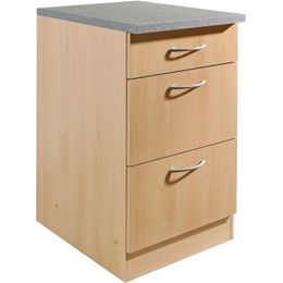 Wiho-K&uuml;chen Unterschrank WIHO K&Uuml;CHEN, B:50cm H:85cm T:60cm, grau, K&uuml;che, Schr&auml;nke, "Kiel", 50 cm breit, 60 cm tief, mit 2 gro&szlig;en Ausz&uuml;gen und 1 Schublade
