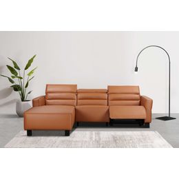 Ecksofa Home Affaire, B:263cm H:97cm T:179cm, braun, Wohnzimmer, Sofas, "Carpari, L-Form, 263 cm, manuelle o. elektrische Relaxfunktion", USB A/C und