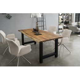 Esstisch Salesfever, B:240cm H:76,5cm T:110cm, schwarz, Akazienholz, Metall, Garten, Tische, "Minimalistischer Tisch", Ge&ouml;lt und doppelt gewachstes