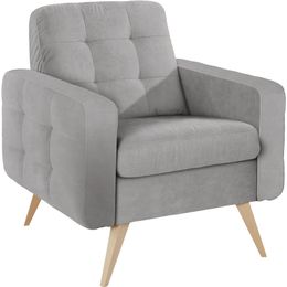 Sessel, B:81cm H:87cm T:78cm, silber, exxpo - SOFA FASHION, Samtvelours (100% Polyester);Webvelours (100% Polyester), Wohnzimmer, Sessel, "Nappa,