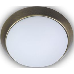 Niermann Deckenleuchte "Opal matt, Dekorring Altmessing, LED", 1, Ø 40cm, 1 Stk., gold, Wohnzimmer, Leuchten