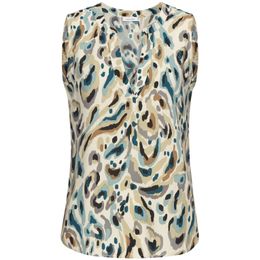 Lascana Damen Blusentop, gr&uuml;n, Gr. 34, bedruckt, Web, Obermaterial: 100% Viskose, Blusen, mit Alloverprint und V-Ausschnitt, Blusenshirt, casual
