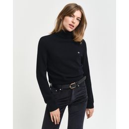 Gant Damen Rollkragenpullover "EXTRAFINE LAMBSWOOL ROLLNECK", schwarz, Gr. XL, Strick, Obermaterial: 90% Wolle, 10% Polyamid, Pullover