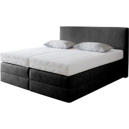 Boxspringbett, B:175cm L:205cm, schwarz, Westfalia Schlafkomfort, Microvelours (100% Polyester), Komplettbetten, wahlweise mit Kaltschaum-Topper