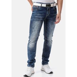 Cipo & Baxx CIPO & BAXX Herren Slim-fit-Jeans, blau, Gr. 38, Abriebeffekte, Denim/Jeans, Obermaterial: 98% Baumwolle, 2% Elasthan, Jeans