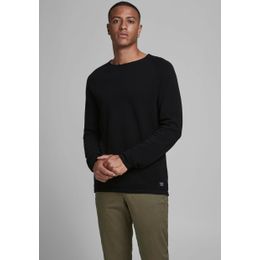 Jack & Jones JACK & JONES Herren Rundhalspullover "JJEHILL Einfarbiger Pullover mit angenehmem Tragegefühl", schwarz, Gr. XXXL, Obermaterial: 100% Baumwolle,