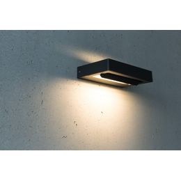 LED Wandleuchte Heitronic, B:22cm H:3,5cm T:12,8cm, grau, Leuchten, "Cordoba", Wandlampe, Außenlampe, Leuchteinheit um 320 schwenkbar