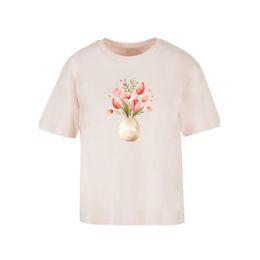 F4NT4STIC Damen T-Shirt "Rosa Fr&uuml;hlingsblumenstrau&szlig; in Vase", pink, Gr. XL, Obermaterial: 100% Baumwolle, Shirts, Premium Qualit&auml;t