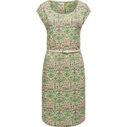 Ragwear Damen Shirtkleid "Lilithe Ikat", gr&uuml;n, Gr. XXL, Material: 50% Baumwolle, 50% Modal, Kleider, stylisches Damen Sommerkleid mit Tailleng&uuml;rtel