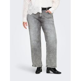 Only CARMAKOMA Damen High-waist-Jeans "CARWILLY HW WIDE DNM TAI0918", grau, Gr. 50, unifarben, Denim/Jeans, Obermaterial: 92% Baumwolle, 6%