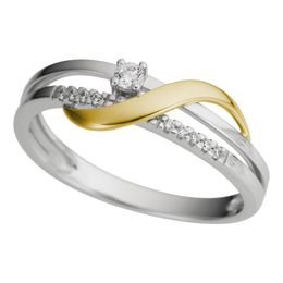 Firetti Damen Fingerring "Schmuck Geschenk Gold 375 Damenring Goldring Fantasie bicolor", 19, 0,09 P2 = erkennbare Einschl&uuml;sse, Diamanten Gelbgold