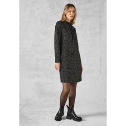 Cecil Damen Midikleid, schwarz, Gr. XXL, Jacquardmuster, Stoff, 67% Polyester, 29% Viskose, 4% Elasthan, Kleider, mit Stehkragen