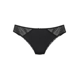 Lascana Damen Tanga "Amira", Gr. 32, schwarz, Microtouch, Obermaterial: 87% Polyamid, 13% Elasthan, Unterhosen, mit graphischen Spitzeneins&auml;tzen