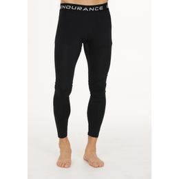 Endurance Herren Lauftights "Power", schwarz, Gr. M, unifarben, 90% Polyester, 10% Elasthan, Hosen, mit stylischem Logo-H&uuml;ftbund