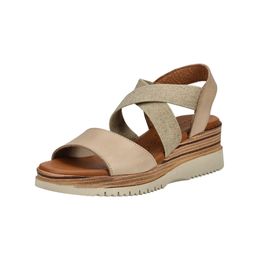 COSMOS Comfort Damen Keilsandalette "COSMOS Comfort Sandalen Leder", Gr. 38, beige, Leder, Schuhe