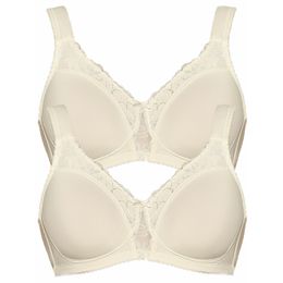 Viania Damen Soft-BH "2er Pack Soft BH Helga", Gr. 100cream cream, Stoff, Obermaterial: 68% Polyester PES. 13% Elasthan EL. 12% Baumwolle CO. 7%