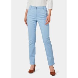 GOLDNER Damen Stoffhose "Baumwollhose mit Dehnbund", blau, Gr. 38, Obermaterial: 98% Baumwolle CO. 2% Elasthan EL., Hosen, Ohne