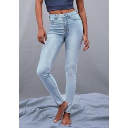 Lascana Damen Jeansjeggings, blau, Gr. 34, Denim/Jeans, Obermaterial: 98% Baumwolle, 2% Elasthan, Jeans, mit Stretch-Anteil in R&ouml;hrenform