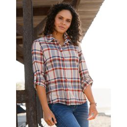 Casual Looks Damen Flanellbluse, rot, Gr. 46, gemustert, kariert, mehrfarbig, 100% Baumwolle, Blusen
