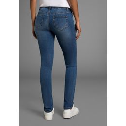 Arizona Damen Comfort-fit-Jeans "mit Keileins&auml;tzen", blau, Basic, Gr. 36, Obermaterial: 76% Baumwolle, 16% Polyester, 7% Viskose, 1% Elasthan, Jeans,