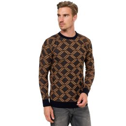 Rusty Neal Herren Strickpullover, blau, Gr. XXL, unifarben, 70% Polyacryl, 30% Baumwolle, Pullover, in tollem Karo-Design