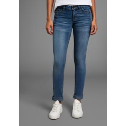 Arizona Damen Comfort-fit-Jeans "mit Keileins&auml;tzen", blau, Basic, Gr. 48, Obermaterial: 76% Baumwolle, 16% Polyester, 7% Viskose, 1% Elasthan, Jeans,