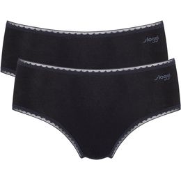 Sloggi Damen Midislip "GO", Gr. L, schwarz, Single Jersey, Obermaterial: 96% Baumwolle, 4% Elasthan, unifarben, Unterhosen, zarte Spitzendetails,