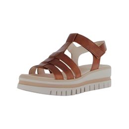 Gabor Damen Keilsandalette "Gabor Sandalen Leder", Gr. 38,5, braun, Leder, Schuhe