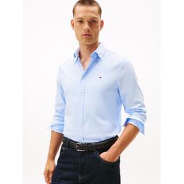 Tommy Hilfiger Herren Langarmhemd "DOBBY", blau, Gr. XXL, Web, Obermaterial: 98% Baumwolle, 2% Elasthan, Hemden, Slim Fit, Button-down-Kragen