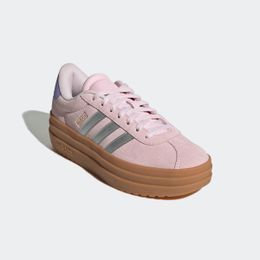 Mädchen Plateausneaker "VL COURT BOLD LIFESTYLE KIDS", adidas Sportswear, Gr. 39, silber, Leder, Synthetik, Schuhe, Design auf den Spuren des adidas