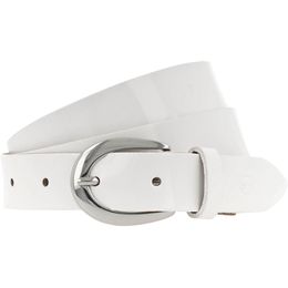 Tamaris Damen Lederg&uuml;rtel ""Carolin Silver"", wei&szlig;, Gr. 115, unifarben, Materialmix, G&uuml;rtel, weiches Lack-Rindleder mit hochgl&auml;nzendem Finish