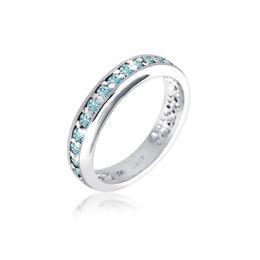 Elli Damen Fingerring "Memoire 925 Silber, mit Kristallen von Swarovski", 60mm,mit Steinen, Silber 925 (Sterlingsilber), 4mm, blau, Silber 925