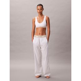 Damen Schlafhose "LOGO SUPER POPLIN PANT", Calvin Klein Underwear, Gr. M, weiß, Web, Obermaterial: 100% Baumwolle, unifarben, Hosen, Mit elastischem