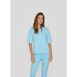 Rabe Damen Rundhalsshirt, blau, Gr. 40, unifarben, Web, Obermaterial: 68% Viskose, 28% Polyester, 4% Elasthan, Shirts, im Crincle-Look