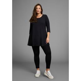 Damen Tunikashirt "Gro&szlig;e Gr&ouml;&szlig;en", schwarz, Basic, Gr. 52, LAURA SCOTT CURVE, unifarben, Jersey, Obermaterial: 94% Viskose, 6% Elasthan, Shirts, in