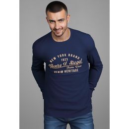 H.I.S. H.I.S Herren Rundhalsshirt "Neue Kollektion", blau, Gr. XXXL, bedruckt, Single Jersey, Obermaterial: 100% Baumwolle, Shirts, mit Print