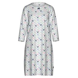 TRIGEMA Damen Nachthemd "TRIGEMA Nachthemd mit Allover-Katzen-Print", Gr. S, wei&szlig;, Single Jersey, 100% Baumwolle, Kleider