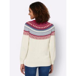 Casual Looks Damen Norwegerpullover "Pullover", rot, Gr. 36, gemustert, mehrfarbig, 100% Baumwolle, Pullover