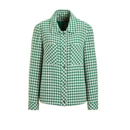 GOLDNER Damen Jackenblazer "Kurzgr&ouml;&szlig;e Blazer mit Hahnentrittmuster", gr&uuml;n, Gr. 22, Obermaterial: 62% Baumwolle CO. 23% Polyester PES. 11% Polyacryl