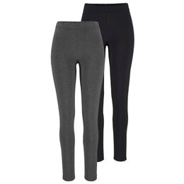 Boysen's BOYSEN'S Damen Leggings, grau, Basic, Gr. 40, meliert, unifarben, Jersey, Obermaterial: 95% Baumwolle, 5% Elasthan. Obermaterial Melange: 57%