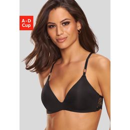 Lascana Damen Push-up-BH "Eleonora", Gr. 70, schwarz, Microtouch, Obermaterial: 60% Polyamid, 35% Polyester, 5% Elasthan, BHs, ohne Bügel mit