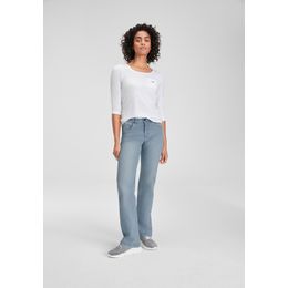 Arizona Damen Weite Jeans, blau, Basic, Gr. 36, Denim/Jeans, Obermaterial: 98% Baumwolle, 2% Elasthan, Jeans, weite Beinform, Used-Look-Waschung,