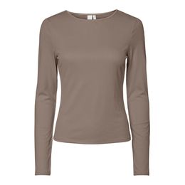 Y.A.S Damen Langarmshirt "YASPALOMA LS TOP NOOS", grau, Gr. XS, unifarben, Jersey, Obermaterial: 67% Viskose, 30% Polyester, 3% Elasthan, Shirts
