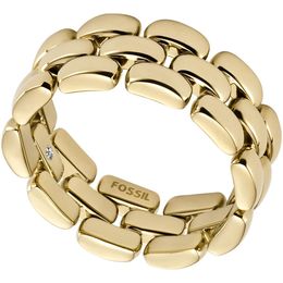 Fossil Damen Fingerring "Schmuck Geschenk Edelstahl Ring Arden", 17,5, Edelstahl, 8,5mm, gold, Edelstahl, Fingerringe
