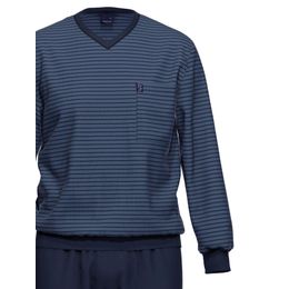 Ammann Herren Schlafanzug "Schlafanzug lang Men / Nightwear", Gr. 48, blau, Obermaterial: 62% Baumwolle CO. 38% Polyester PES., Homewear-Sets