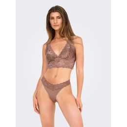 Only Damen Spitzentop "ONLCHLOE – Spitzen-Bra mit gepolsterten Cups und Stretch", Gr. L, braun, Spitze, Obermaterial: 90% Polyamid, 10% Elasthan,